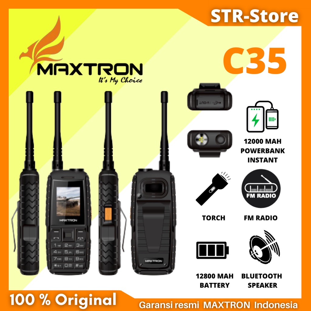 Jual MAXTRON C35 FM RADIO ANTENA HP GUNUNG POWERBANK MAXTRON C35 ROCKER ...