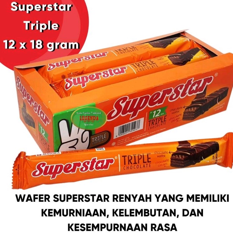 Jual Wafer Superstar Triple Chocolate 18 Gram (Box isi 12 pcs) | Shopee ...
