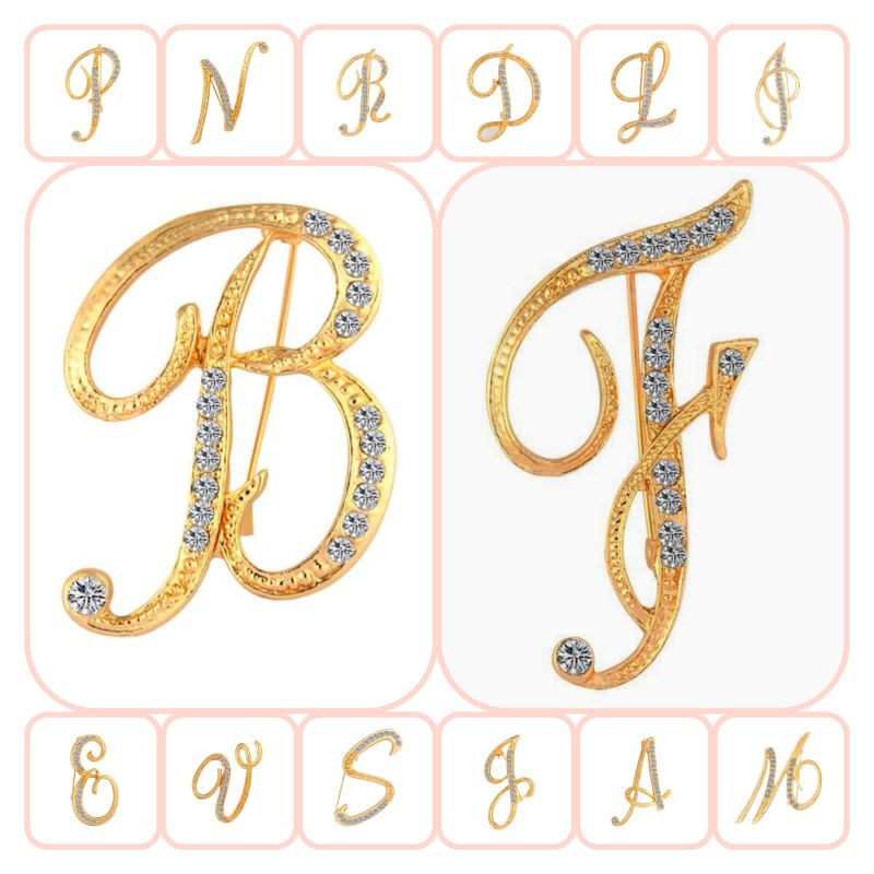 Jual Bros inisial nama gold / Bros inisial huruf Harga /pcs | Shopee ...
