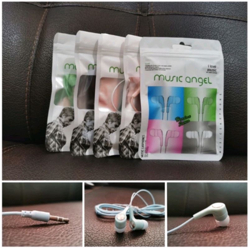Jual Headset Music Angel Macaron Super Extra Bass Handsfree Earphone ...
