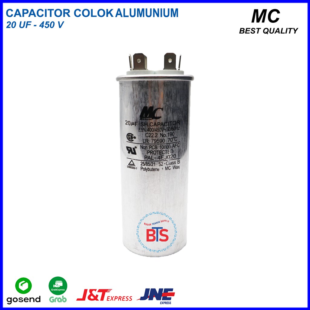 Jual Kapasitor (Capacitor) AC 20 uf - 450V Aluminium (Spare Part AC) | Shopee Indonesia