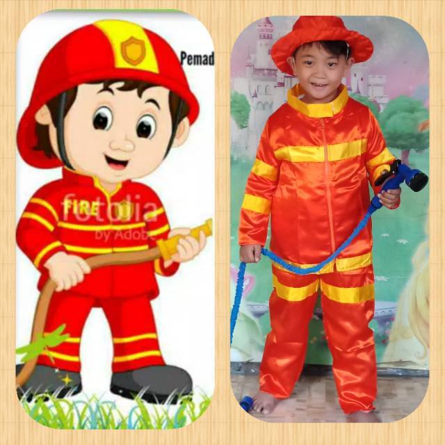 Jual Pemadam Kebakaran Kostum Profesi Damkar Firefighter Profession ...