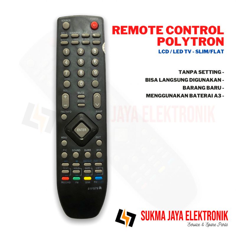 Jual REMOTE TV LCD LED POLYTRON SLIM FLAT TANPA SETTING LANGSUNG PAKAI ...