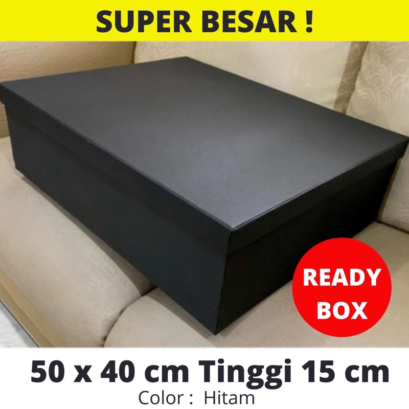 Jual Gift box 50x40x15 BESAR / BOX HITAM BESAR / KOTAK BESAR HITAM ...