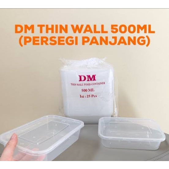 Jual Thinwall Persegi Panjang DM 500Ml + TUTUP / Kemasan Plastik Bening Rectangle isi 25 PCS ...