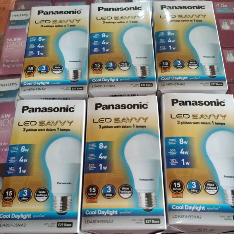Jual LAMPU LED PANASONIC 8W, 4W, 1W 3in1 ORI | Shopee Indonesia