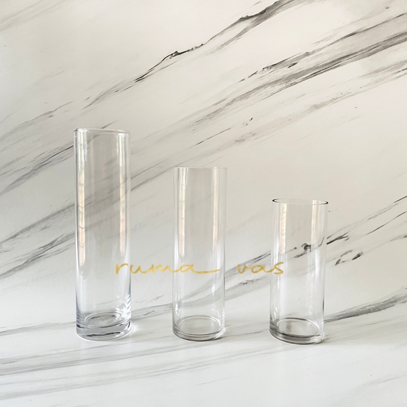 Jual [ OJOL ] Vas bunga tabung kaca diameter 8cm tinggi 20cm 25cm 30cm ...