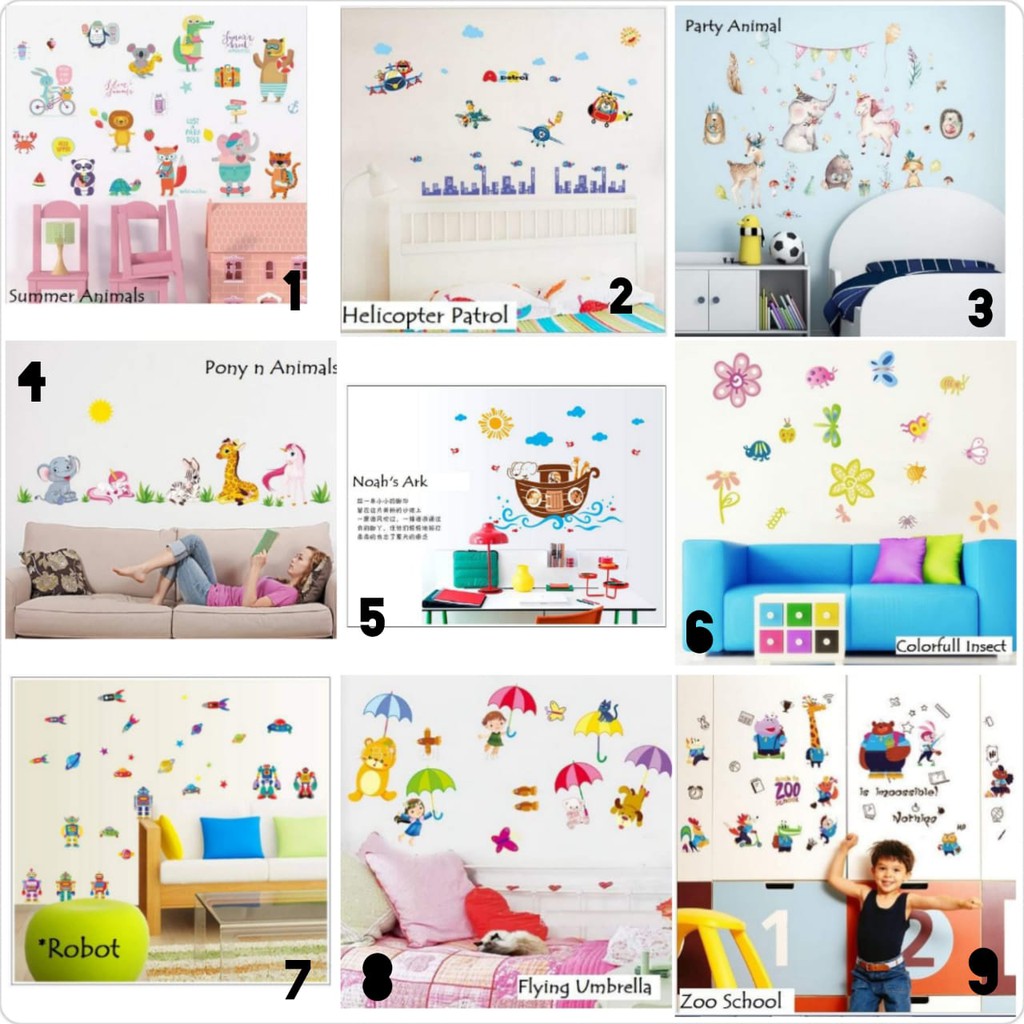 Jual Wallsticker Dinding Sticker Ukuran 50x70 Motif Kartun Anak-anak ...