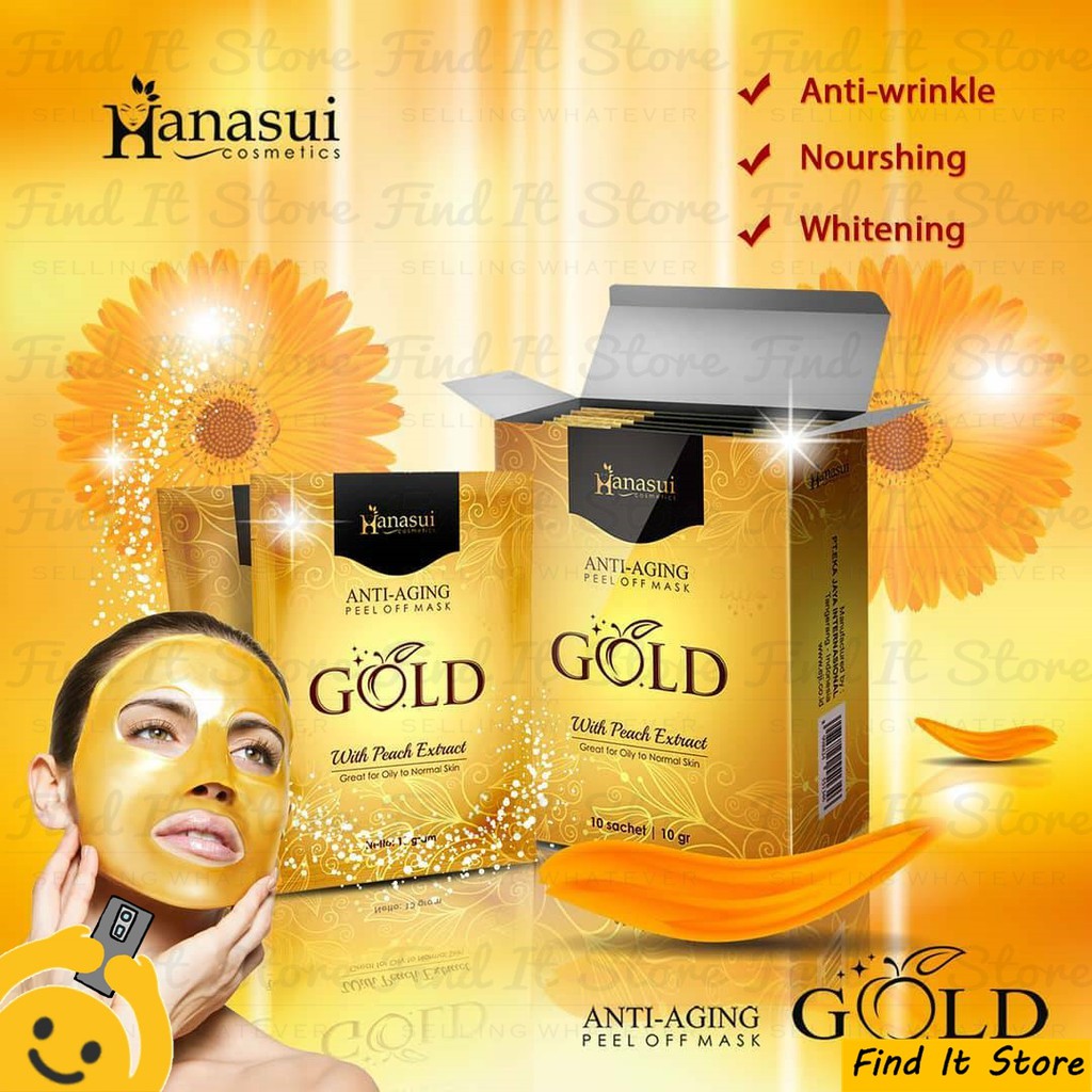Jual Hanasui Gold Mask Masker Anti Aging Peel Off Mask With Peach ...