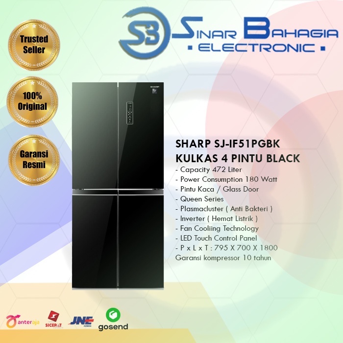 Jual SHARP SJ-IF51PGBK KULKAS 4 PINTU BLACK (NEW) (KHUSUS BANDUNG ...