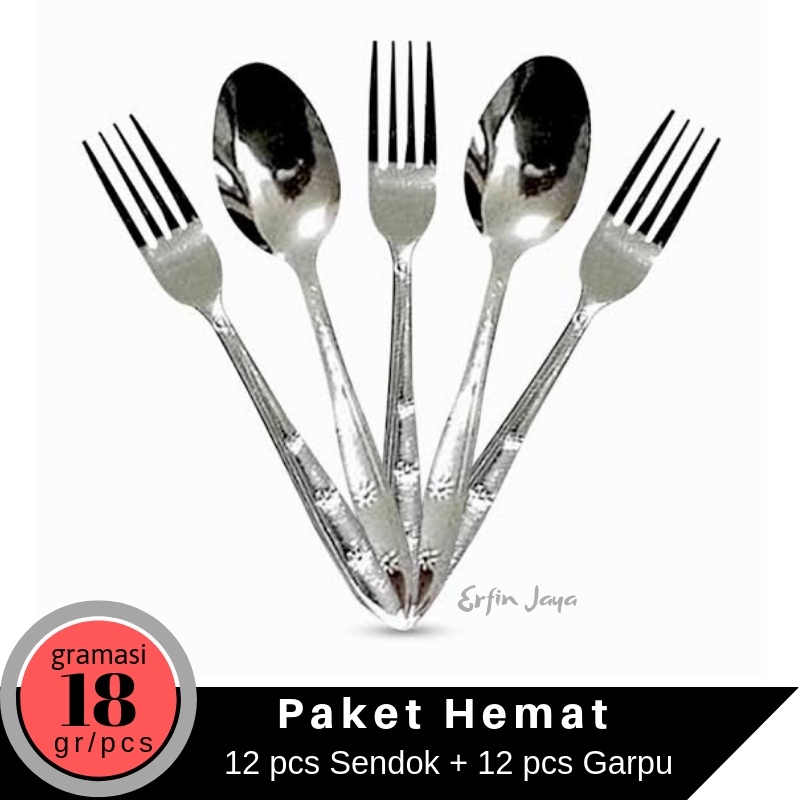 Jual set sendok garpu 18gr (24pc stainless) sendok garpu makan stainles ...
