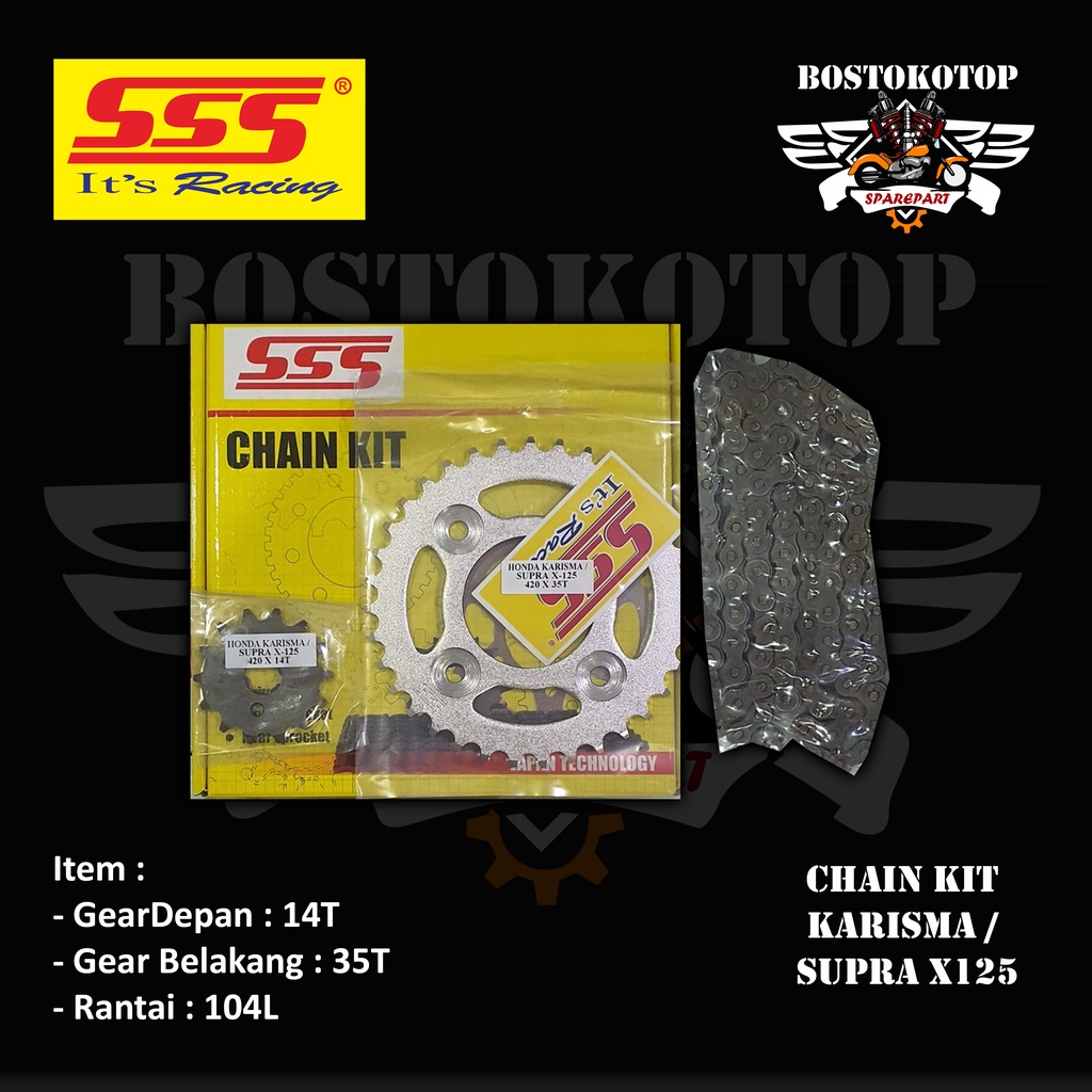 Jual SSS Chain Kit Gear Gir Set Karisma Kharisma Supra X 125 Satu Set ...