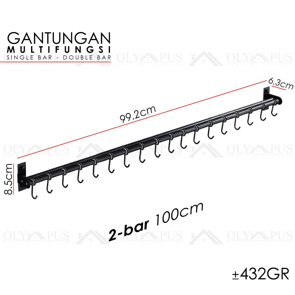 Jual Kitchen Bar Minimalis 80cm 100 cm Rak Gantungan Dapur Pisau Sutil ...