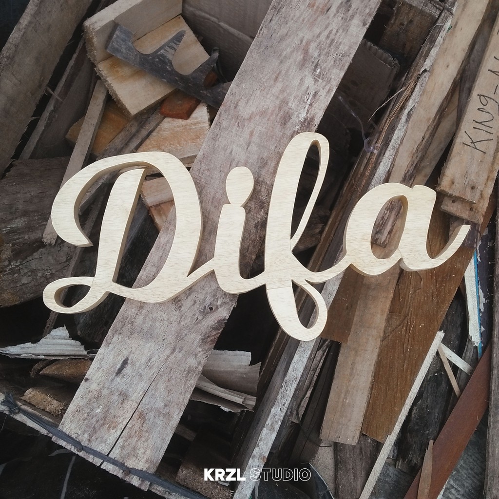 Jual wooden name / huruf kayu / ukiran nama kayu logo toko / kayu nama ...