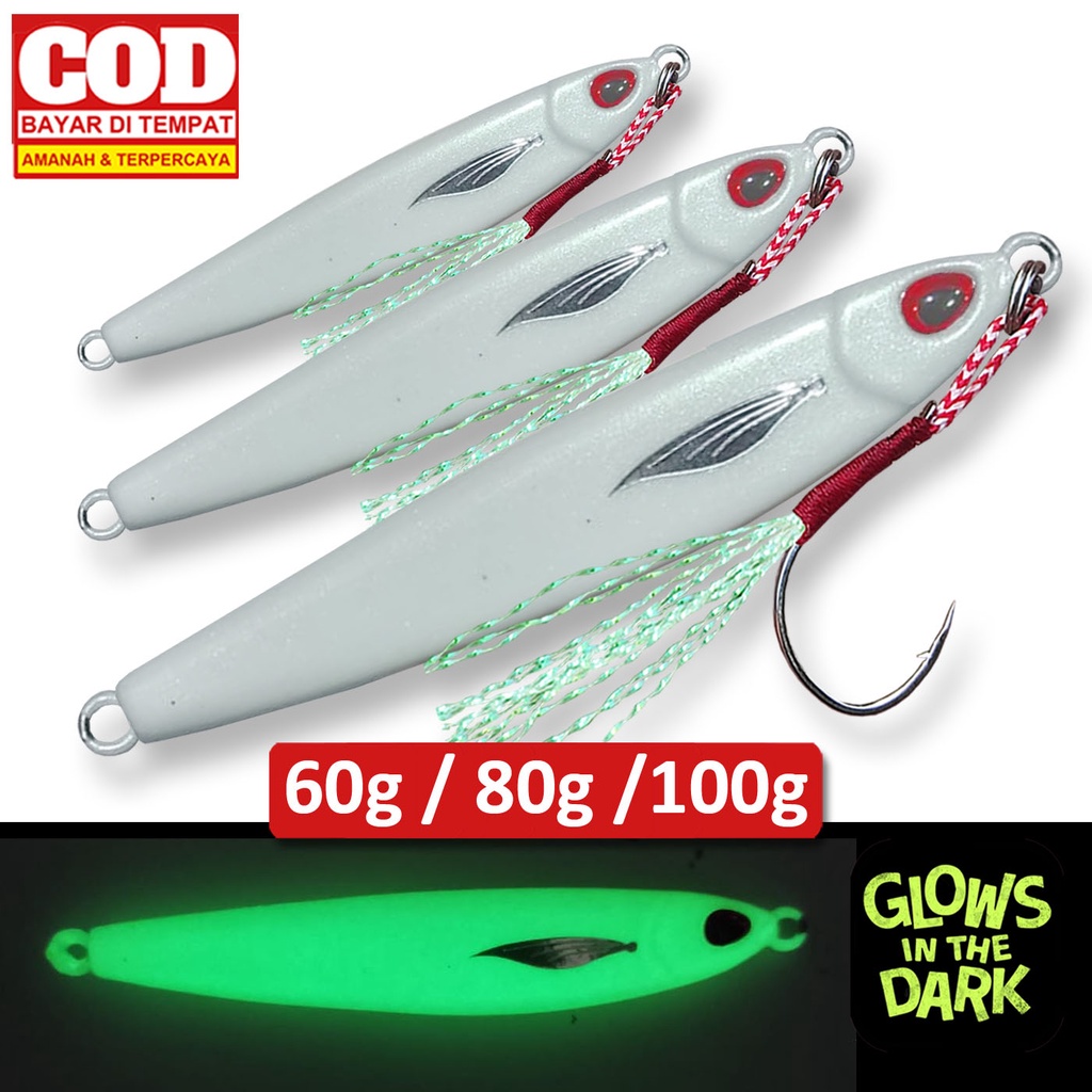 Jual Metal Jig Full GID Model Gomame Body S Termasuk Mata Kail Untuk Memancing Jigging Siang ...