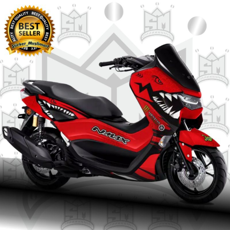 Jual Decal sticker New Nmax 2020 sharks merah variasi motor full body ...
