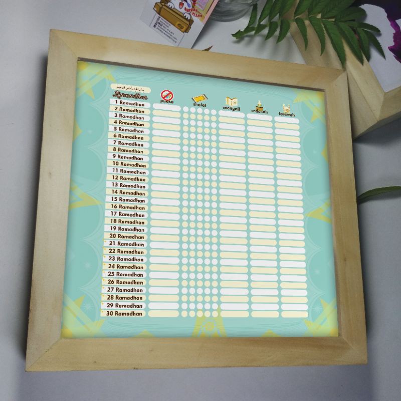 Jual Checklist Ibadah Ramadhan Frame Kayu | Shopee Indonesia