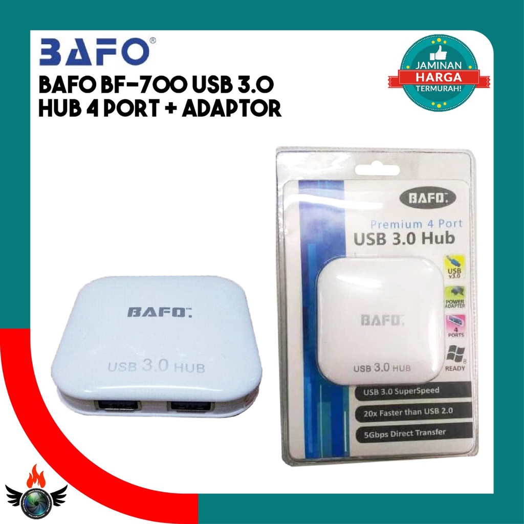 Jual BAFO BF-700 Usb 3.0 Hub 4 Port + Adaptor | Shopee Indonesia
