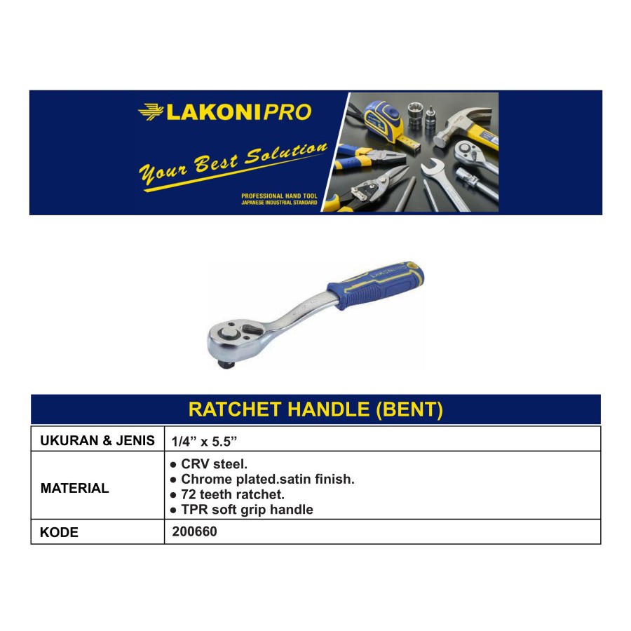 Jual LAKONI PRO - 1/4" x 5.5" RATCHET HANDLE (BENT) | Shopee Indonesia