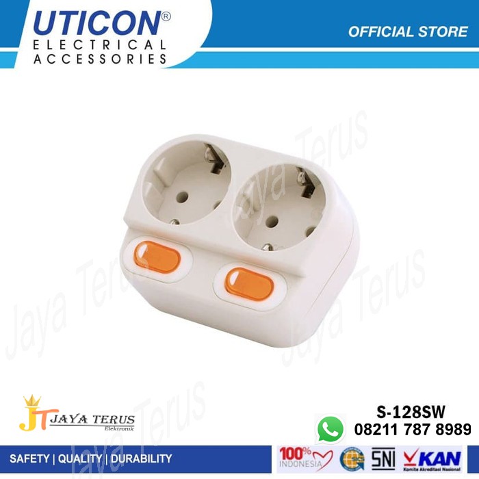 Jual Uticon S-128SW (B) Stop Kontak Arde 2 Lubang | Shopee Indonesia
