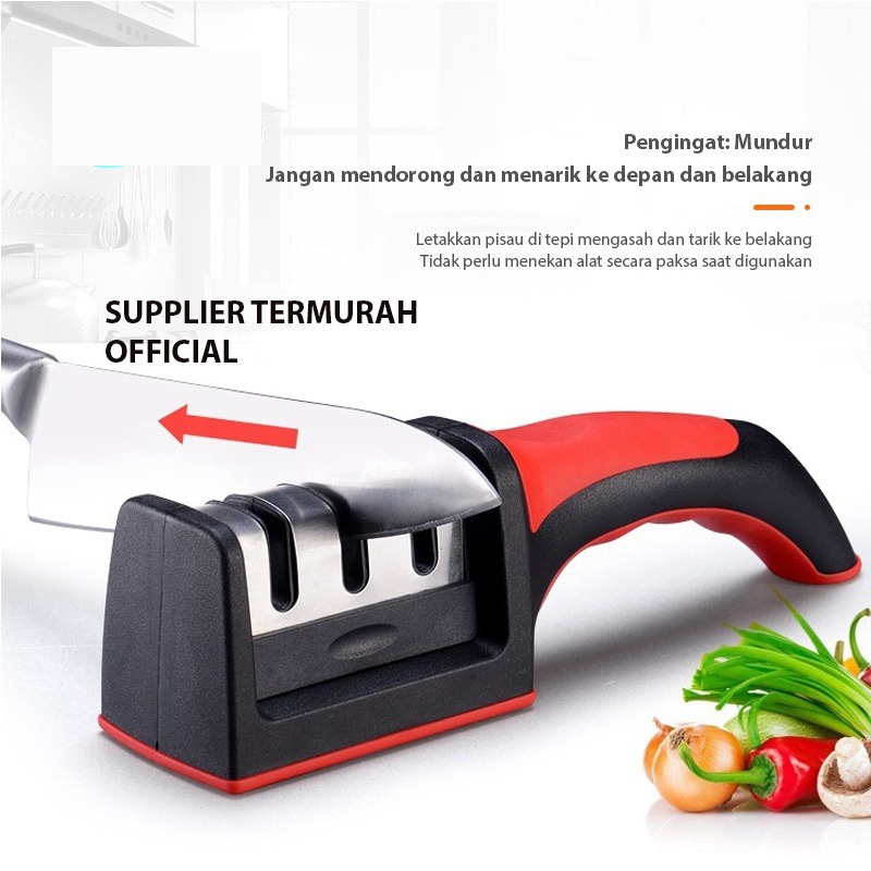 Jual Alat asahan pisau 3in1 knife sharpener pengasah gunting penajam pisau asah piso lebih tajam ...