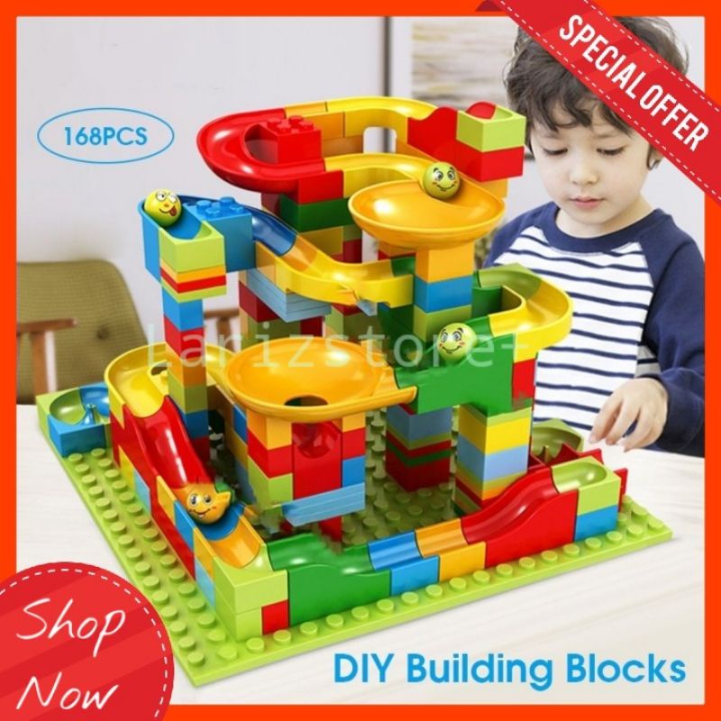 Jual Mainan Edukasi Balap Kelereng MINI Marble Run Race Funny Blocks 168PCS(16x16x5CM) | Shopee ...