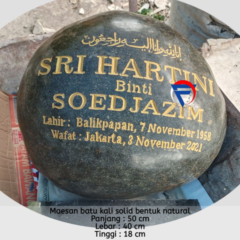 Jual Nisan/maesan ukir grafir batu kali utuh solid bulat natural 50x40 ...