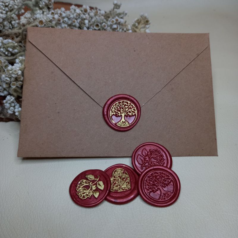 Jual Seal wax coin stamp ready stock tingal pakai warna merah dgn 4 ...