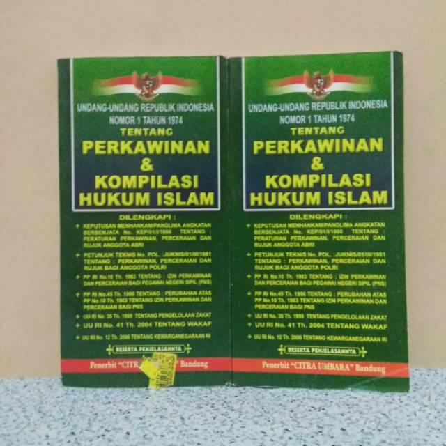 Jual BUKU UNDANG-UNDANG REPUBLIK INDONESIA NOMOR 1 TAHUN 1974 TENTANG PERKAWINAN & KOMPILASI ...