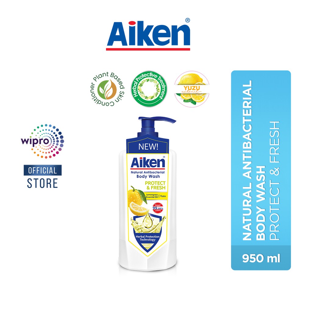 Jual Aiken Natural Antibacterial Body Wash Protect & Fresh 950 - Sabun ...