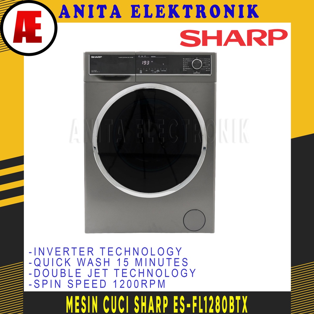 Jual MESIN CUCI SHARP FRONT LOADING 1 TABUNG 8KG ES-FL1280BTX | Shopee ...