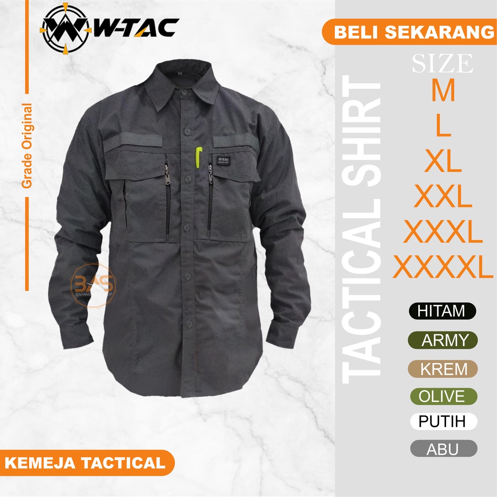 Jual (BEST SELLER) KEMEJA PRIA TACTICAL W-TAC LENGAN PANJANG / BAJU ...