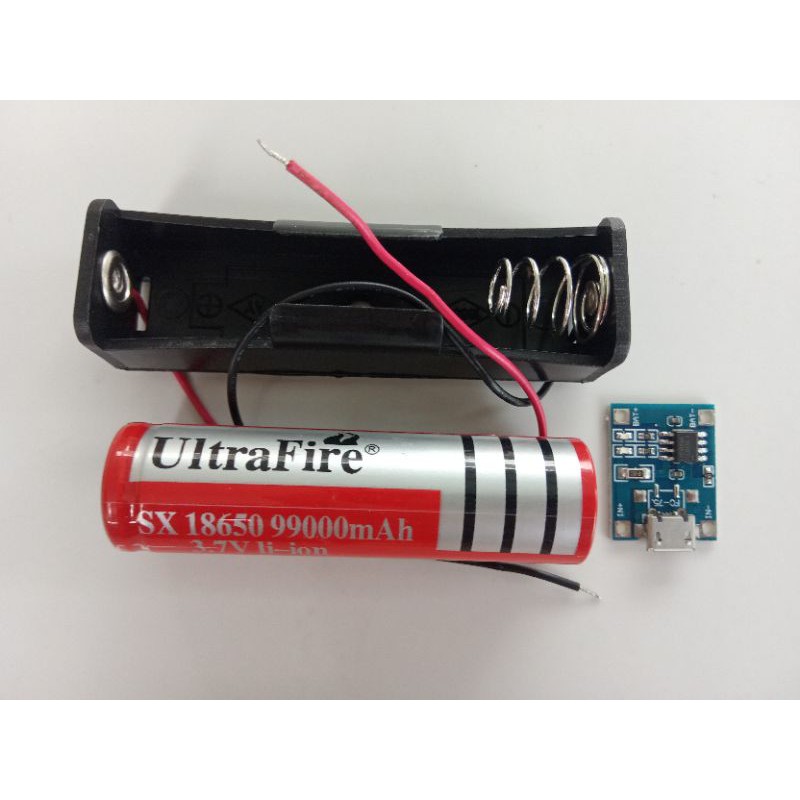Jual Paket 1 set baterai 18650+bok+modul charger | Shopee Indonesia