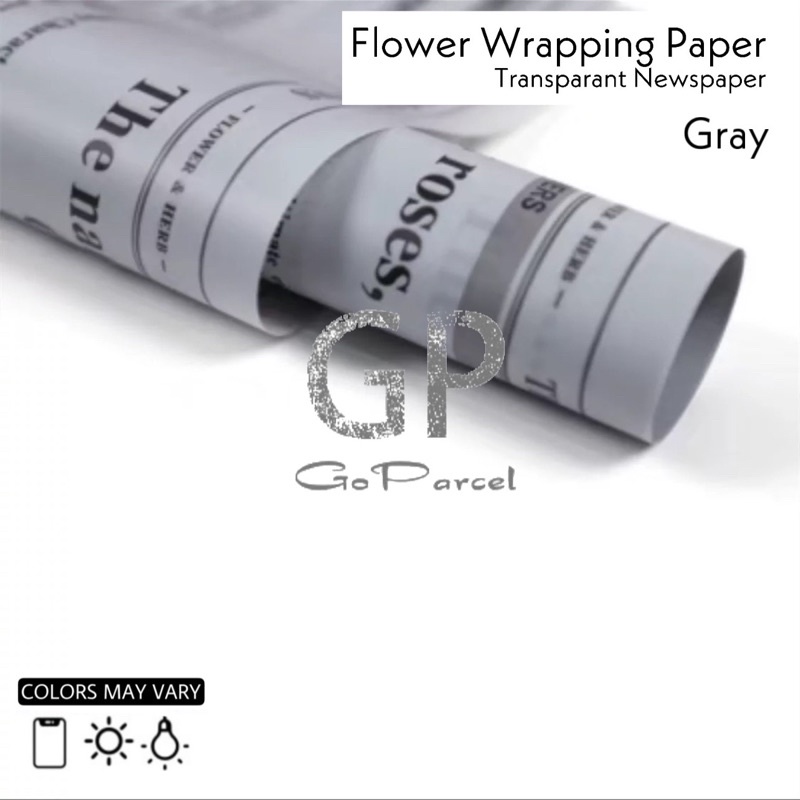 Jual ( 5 Lembar ) TRANSLUCENT NEWSPAPER - FLOWER WRAPPING COLOR PAPER ...