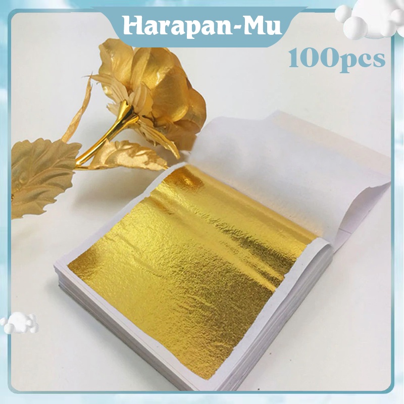 Jual 100 Sheets Kertas Foil Emas Gold Foil Sheet Kertasprada Sepuhan ...
