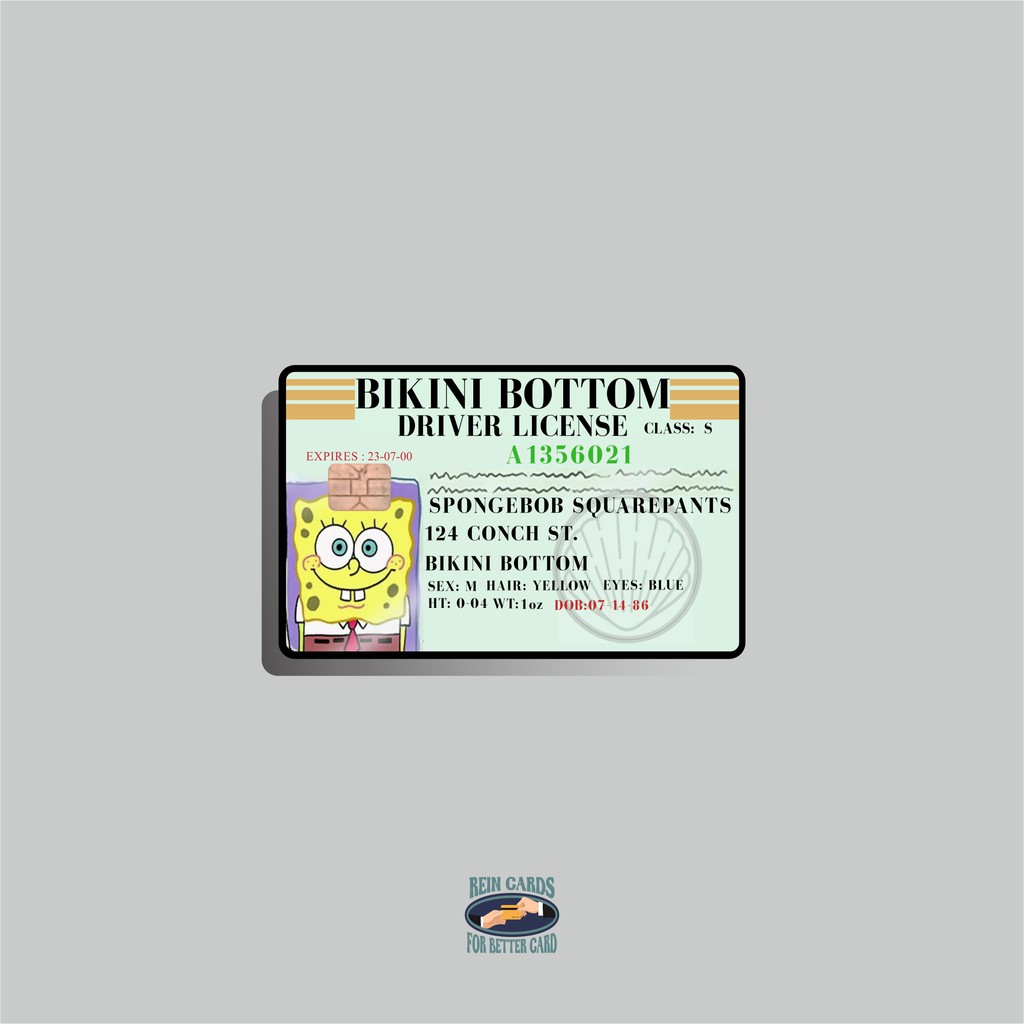 Jual Rein Cards Spongebob Driver License Series (Skin / Sticker ATM dan ...