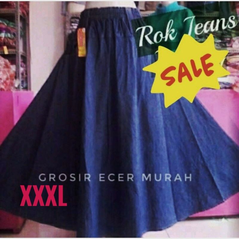 Jual Rok jeans payung jumbo XXL - XXXL super lebar kualitas bagus ...