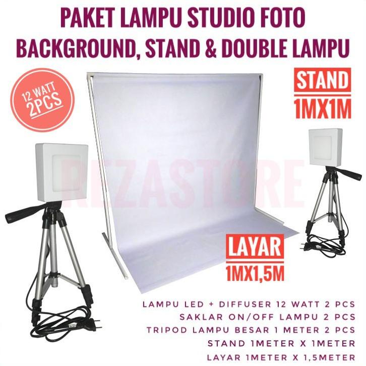 Jual Paket Lampu Foto Studio 12 Watt Diffuser Lengkap Stand Background ...