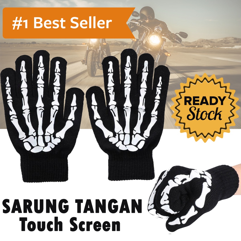Jual Sarung Tangan Touch Screen Pria Skull Skeleton Design for ...