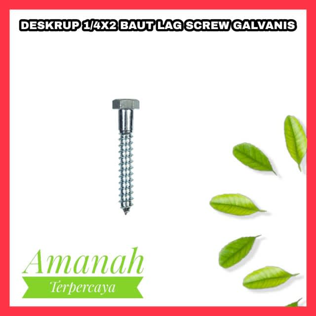 Jual DESKRUP 1/4X2 BAUT LAG SCREW 1/4 X 2 GALVANIS | Shopee Indonesia