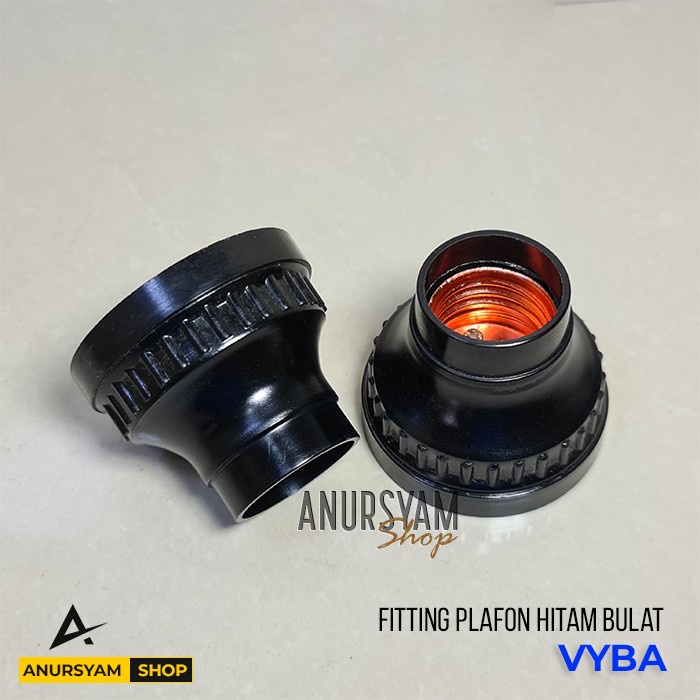 Jual Fitting Lampu Plafon Bulat Hitam VYBA Fitting Plafon Hitam VYBA ...