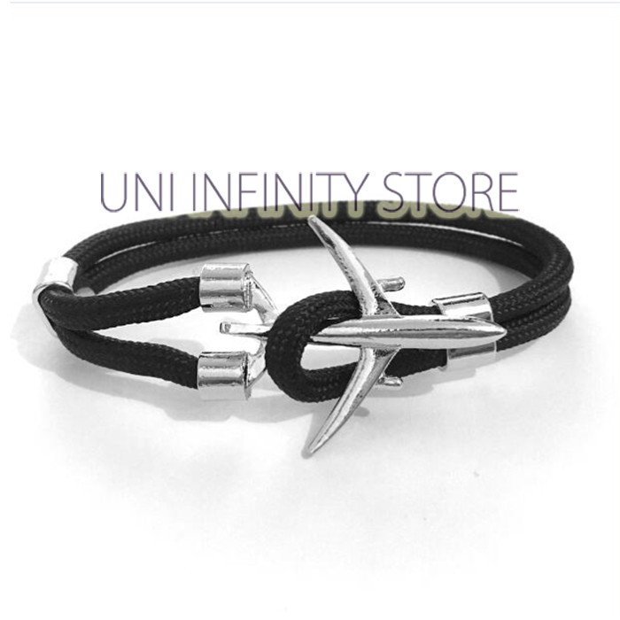 Jual JWBR0124 Gelang Tali Anyam TNI AU Pesawat Perak Simple Silver Jet ...