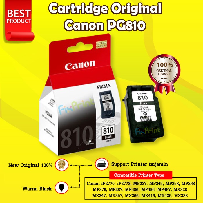 Jual Cartridge Canon 810 PG810 Tinta Printer iP2770 Mp287 Ori Original ...