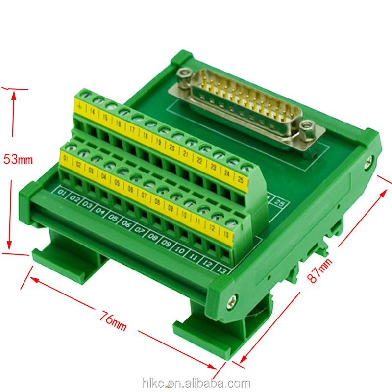 Jual DB25 Male Terminal Board Block 25 Screw DIN Rail replace READY ...