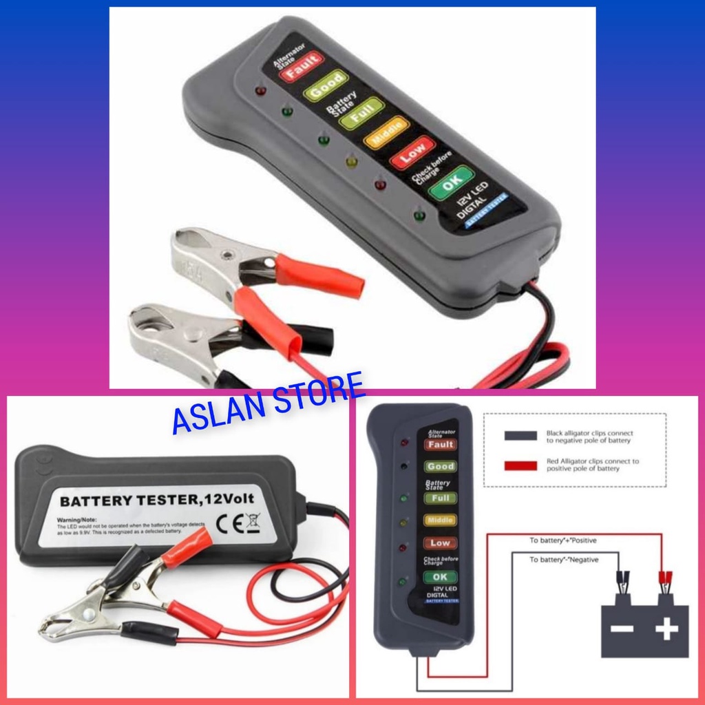 Jual Alat Cek Aki Alat Tester Baterai Digital 12V 6 LED Mobil Motor ...
