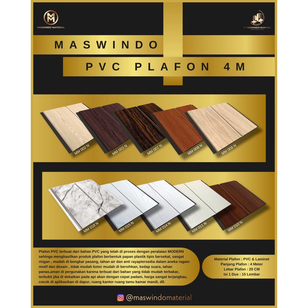 Jual MASWINDO PVC PLAFON 4 METER | Shopee Indonesia