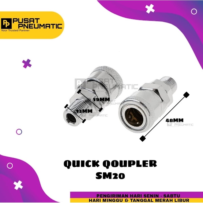 Jual QUICK COUPLER Type SM 20 Coupler Connector Cewe + Drat Male(cowo ...