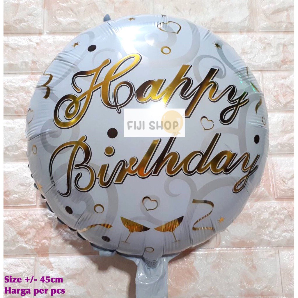 Jual Balon Foil HBD Round / Happy Birthday Bulat White Celebration ...