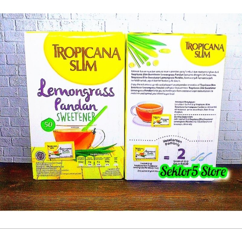 Jual Gula Tropicana Slim Sweetener Lemongrass Pandan ( 50 sachet ...