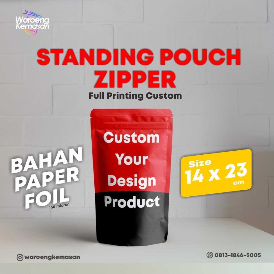 Jual Custom Standing Pouch zipper 14 x 23cm | Shopee Indonesia